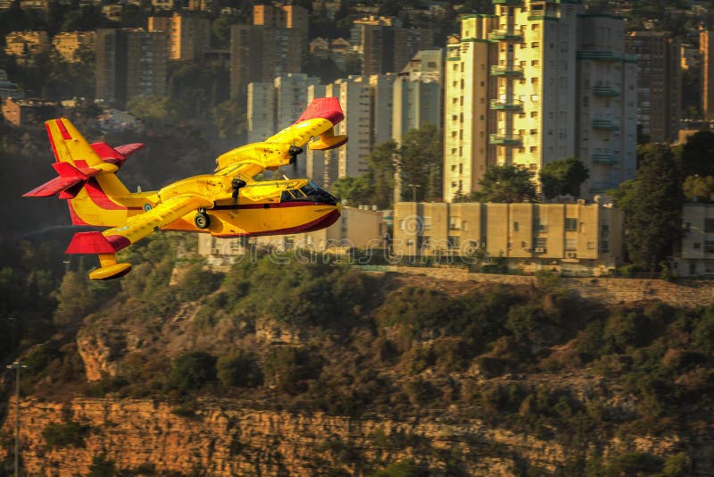Firefighter Plane in the Sky Stock Image - Image of flight, houses ...