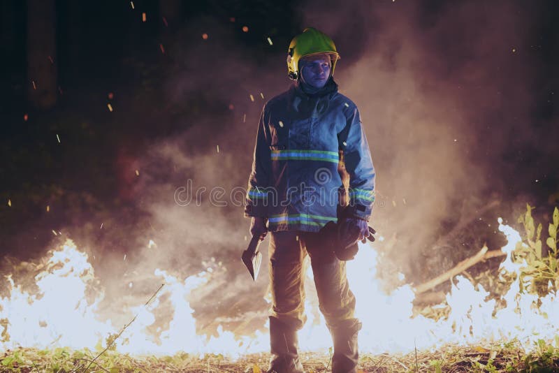 Firefighter portrait stock photo. Image of confident - 192974274