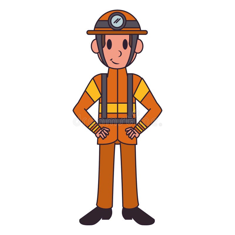 Firefighter Professional Character Cartoon in Black and White Stock ...
