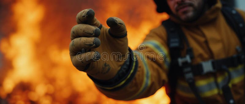 Firefighter Reaching Out Amid Intense Flames and Smoke Stock ...