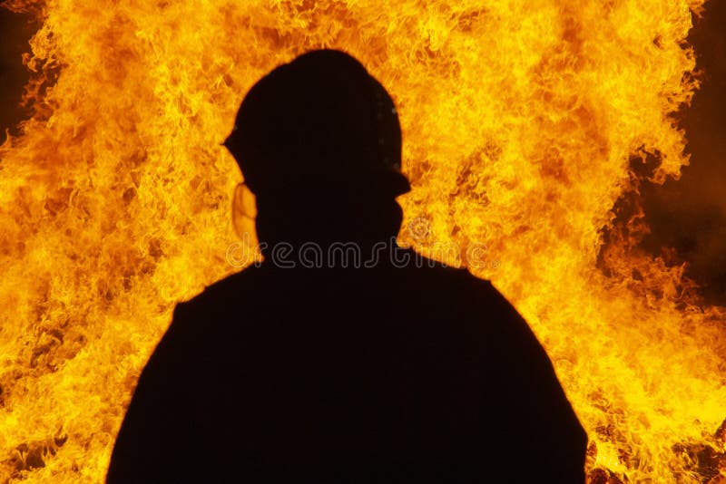 Firefighter Putting Out a Fire. Destruction and Disaster Stock Image ...