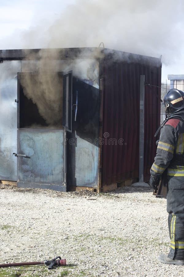 Fireman Fire Training Station Drill Stock Image - Image of station ...