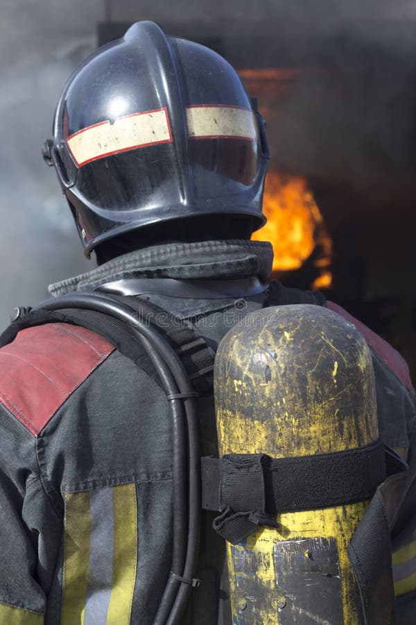 Fireman Fire Training Station Drill Stock Photo - Image of hero ...
