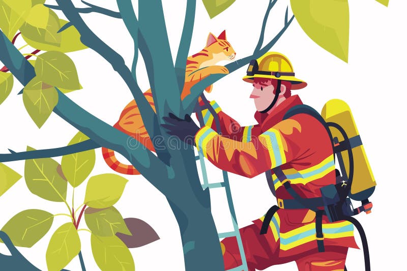 Firefighter Rescuing Cat Tree Stock Photos - Free & Royalty-Free Stock ...