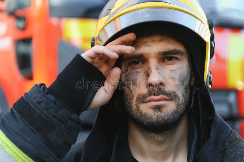 Firefighter Rests after Fighting a House Fire Stock Photo - Image of ...