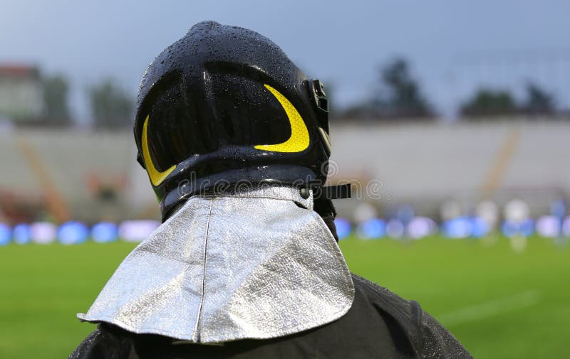 Firefighter with Riot Helmet for the Security Service Stock Image ...