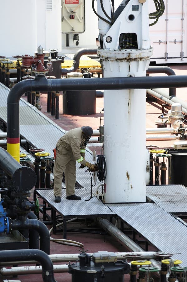 Firefighter on a Rised Platform Checking on Some Cabling Editorial ...