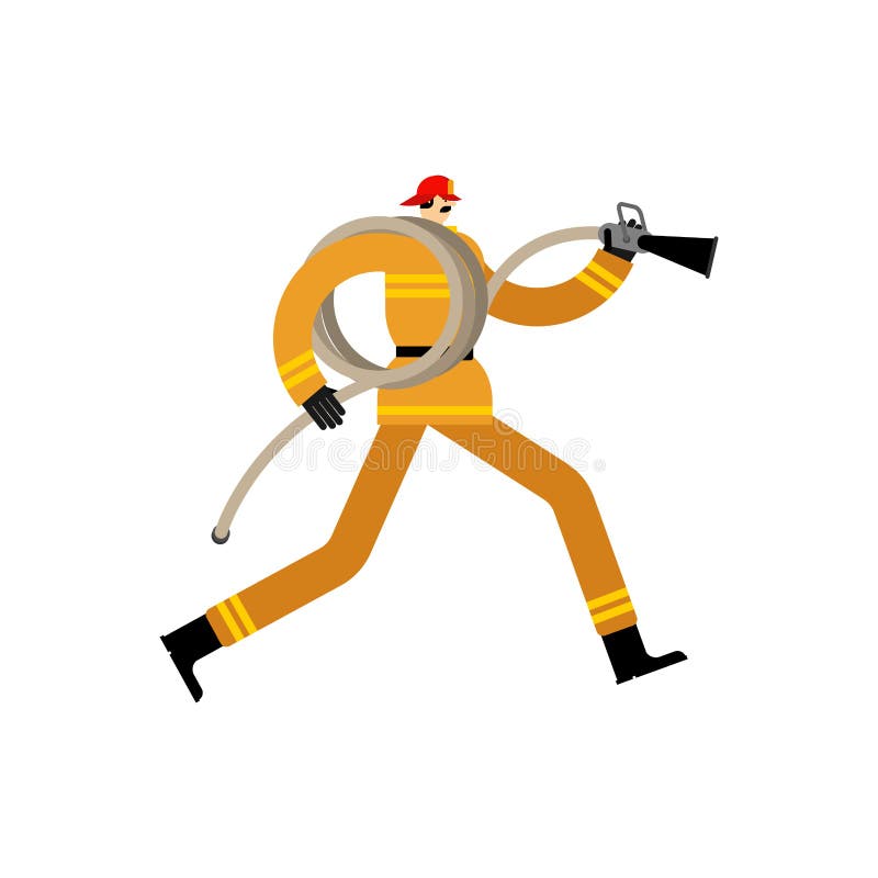 Firefighter Run. Fireman Running Stock Vector - Illustration of drawing ...