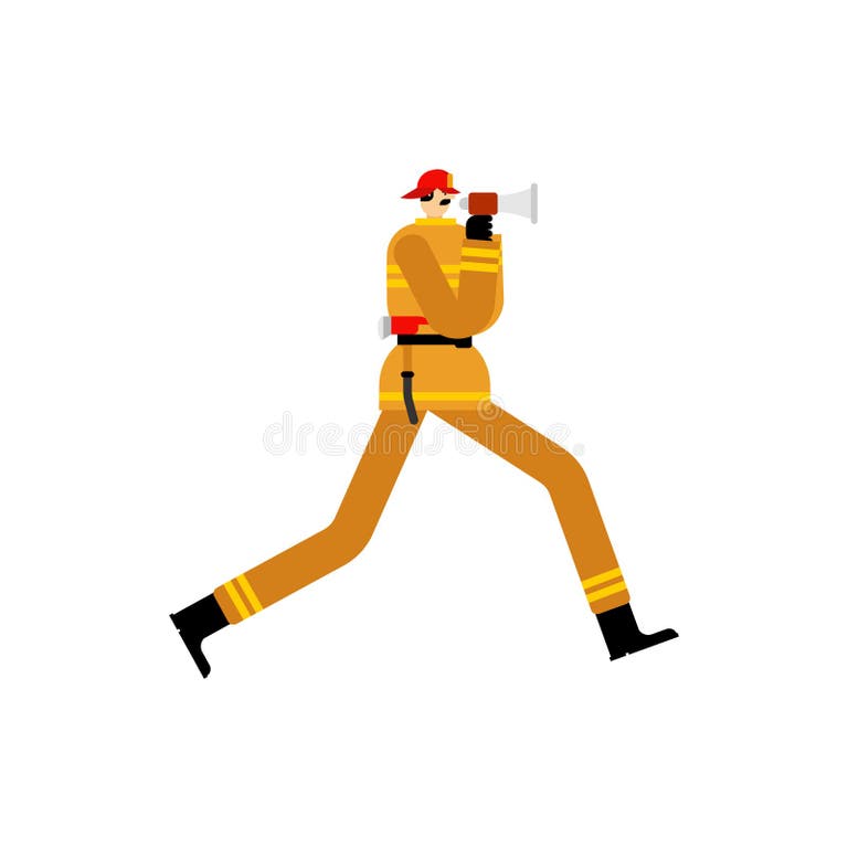 Firefighter Run. Fireman Running Stock Vector - Illustration of fire ...