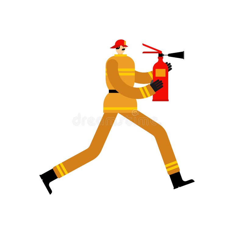 Firefighter Run. Fireman Running Stock Vector - Illustration of graphic ...