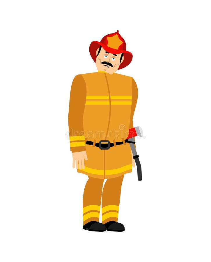 Firefighter Sad. Fireman Sorrowful Emotions Stock Vector - Illustration ...