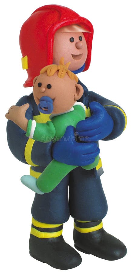 Firefighter saving a baby stock illustration. Illustration of uniform ...