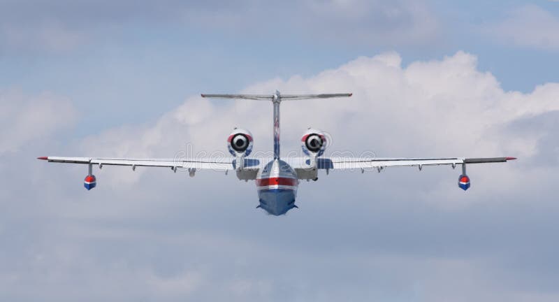 Firefighter Seaplane Be-200ES in Flight Editorial Stock Image - Image ...