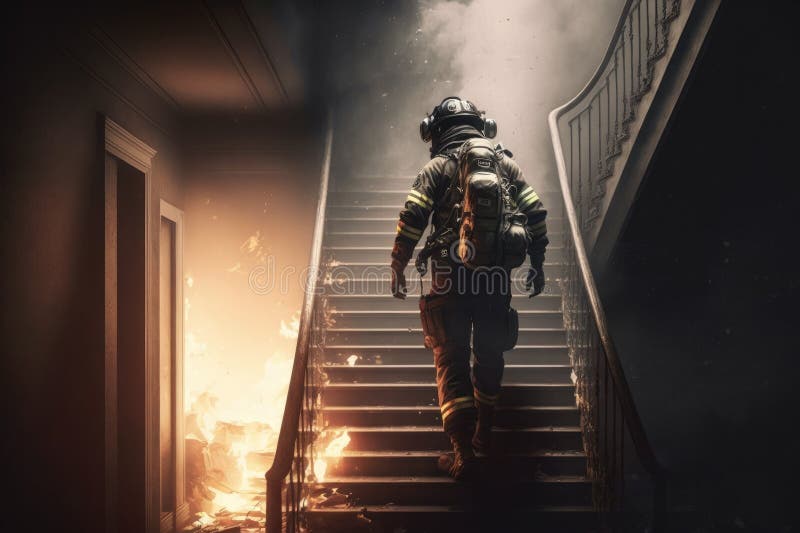 Firefighter Searching for Possible Survives Stock Illustration ...