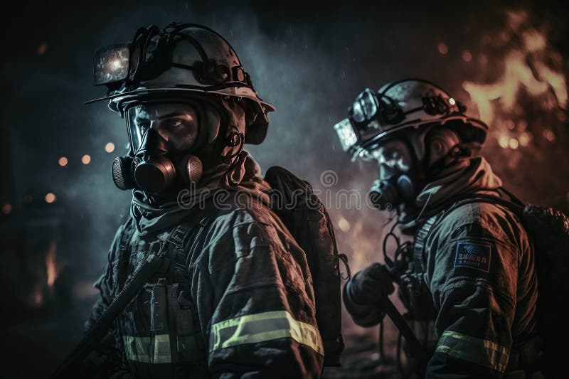 Firefighter Searching for Possible Survives Stock Illustration ...