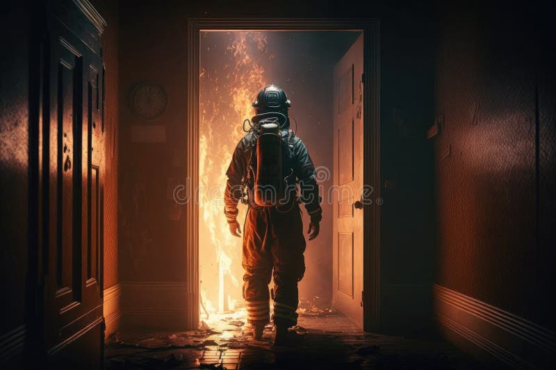 Firefighter Searching for Possible Survives Stock Illustration ...