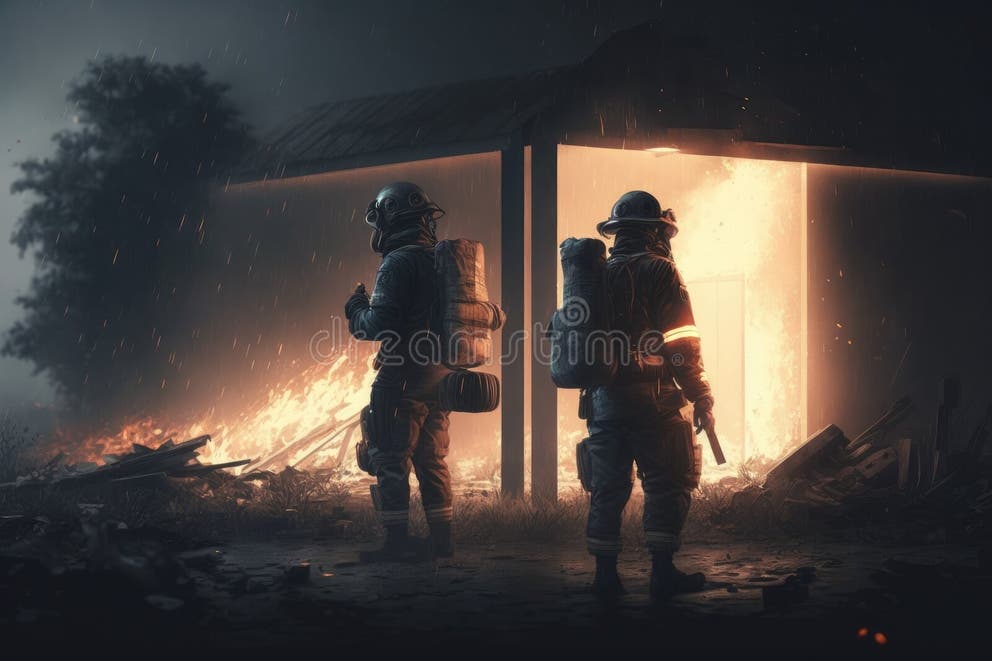 Firefighter Searching for Possible Survives Stock Illustration ...