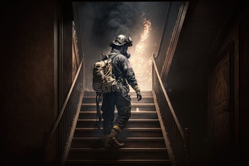 Firefighter Searching for Possible Survives Stock Illustration ...