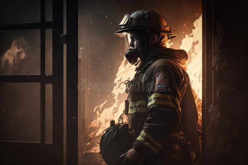 Firefighter Searching for Possible Survives Stock Illustration ...