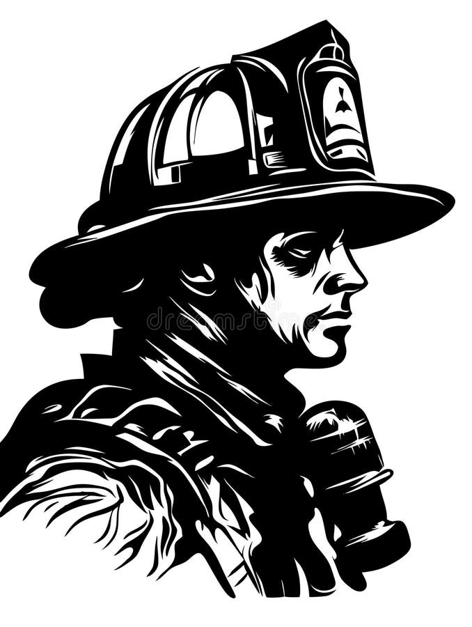 Firefighter Silhouette Vector Art Heroic First Responder Illustration ...