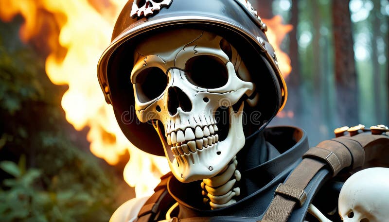 Firefighter Skeleton in the Wild Stock Image - Image of service ...