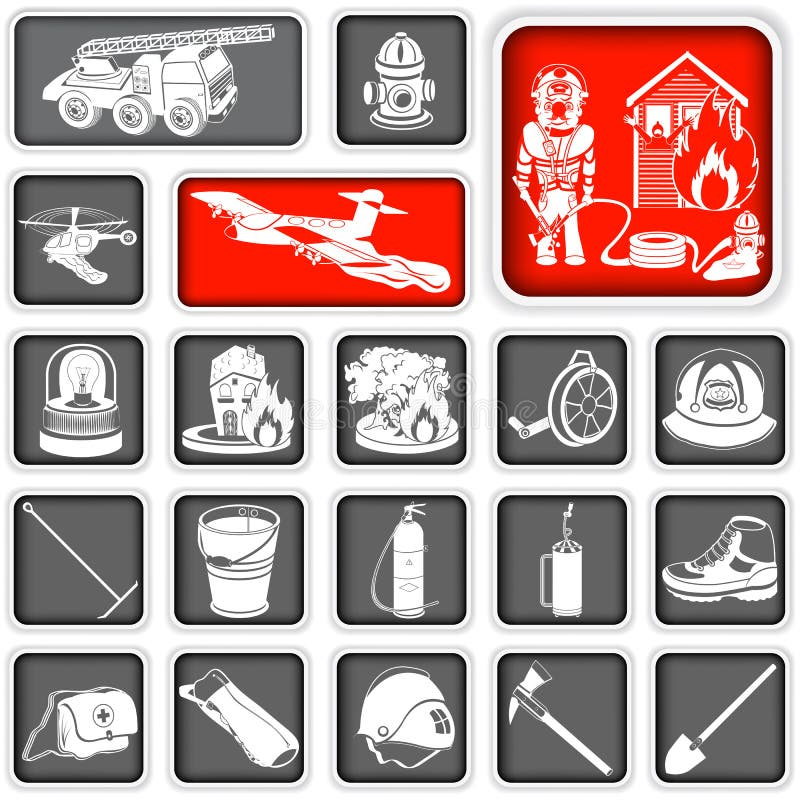 Firefighter icons stock vector. Illustration of safety - 17037943