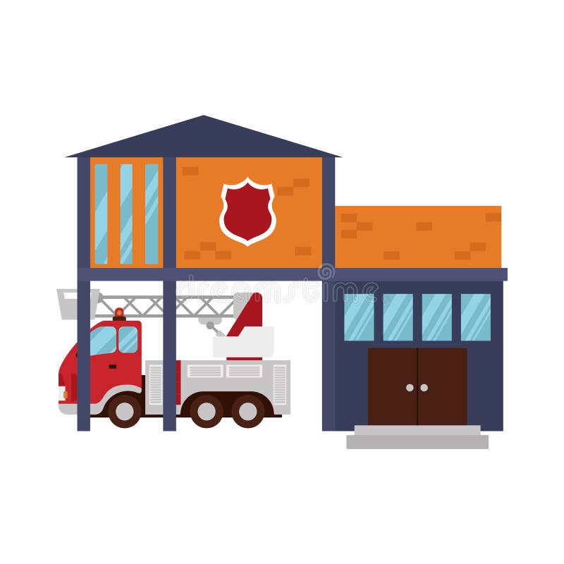 Firefighter Station Front View Stock Vector - Illustration of ...