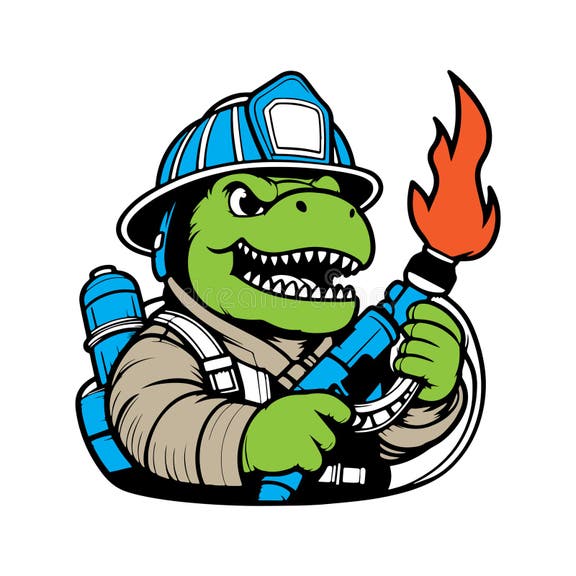 Firefighter T-Rex 2 stock vector. Illustration of fireman - 363599279