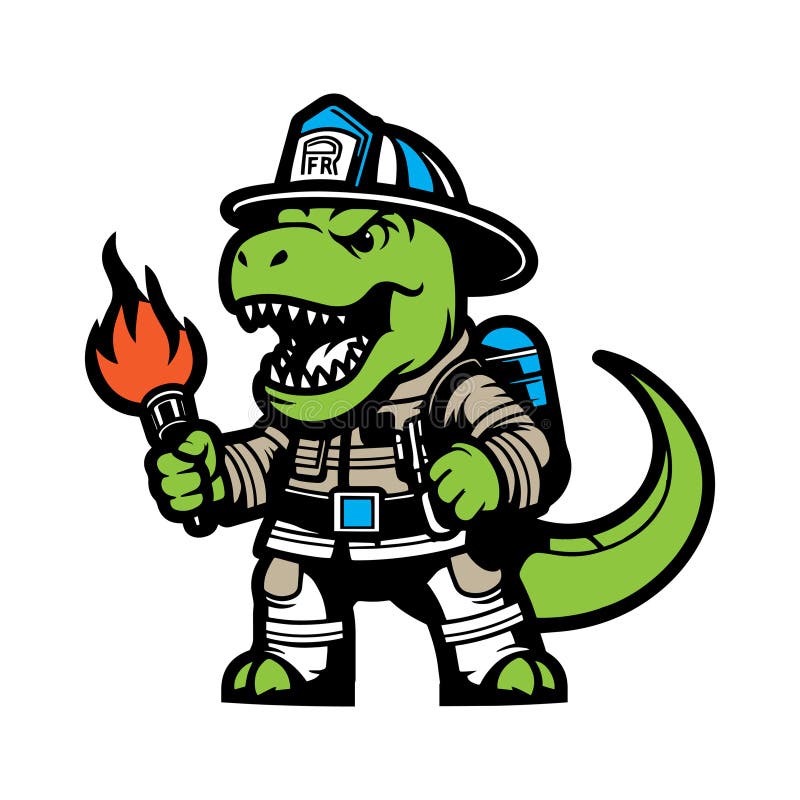 Firefighter T-Rex stock vector. Illustration of fireman - 363599276