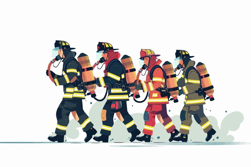 Firefighter Team Responding To Emergency Isolated Stock Vector ...