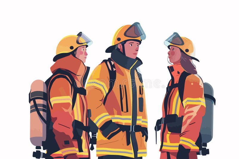 Firefighter Team Responding To Emergency Isolated Stock Vector ...