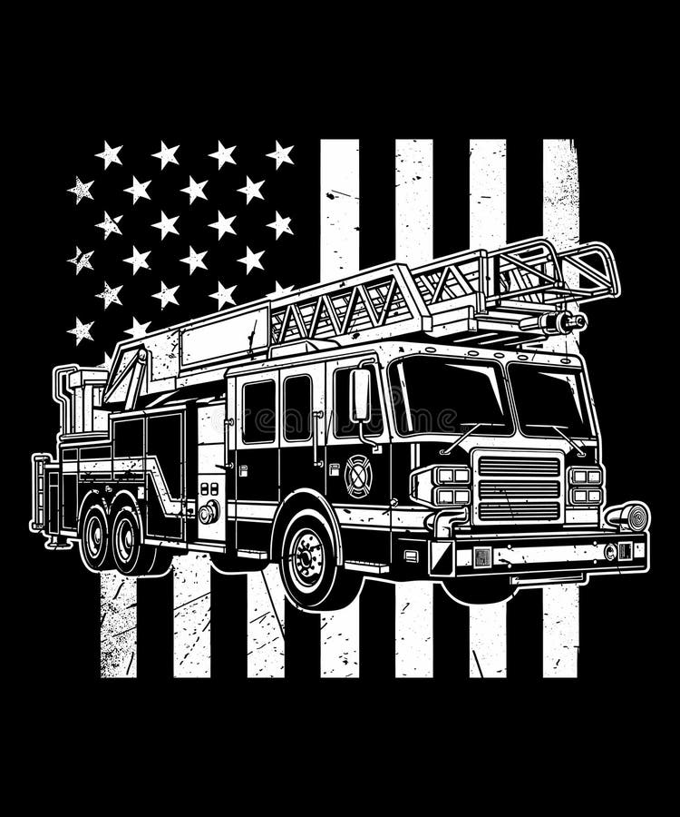 Firefighter Thin Red Line T-Shirt Stock Vector - Illustration of ladder ...