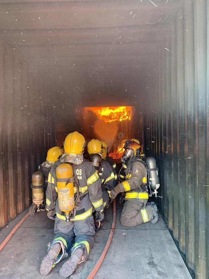 Firefighter in Fire Fighting Training Editorial Stock Photo - Image of ...