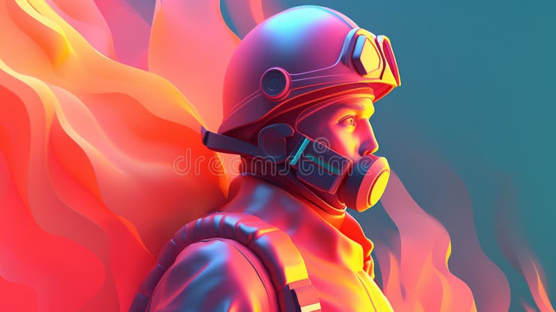 Firefighter in Trending Color Palette with Generative AI Stock Image ...