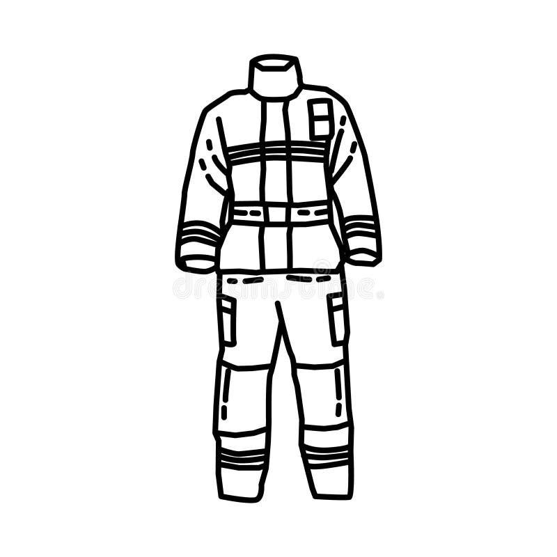 Firefighter Uniform Icon. Doodle Hand Drawn or Outline Icon Style Stock ...