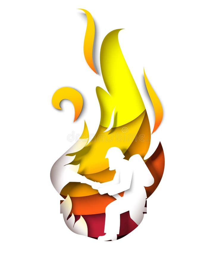 Firefighter Extinguishing Fire in Torch 3d Vector Stock Vector ...
