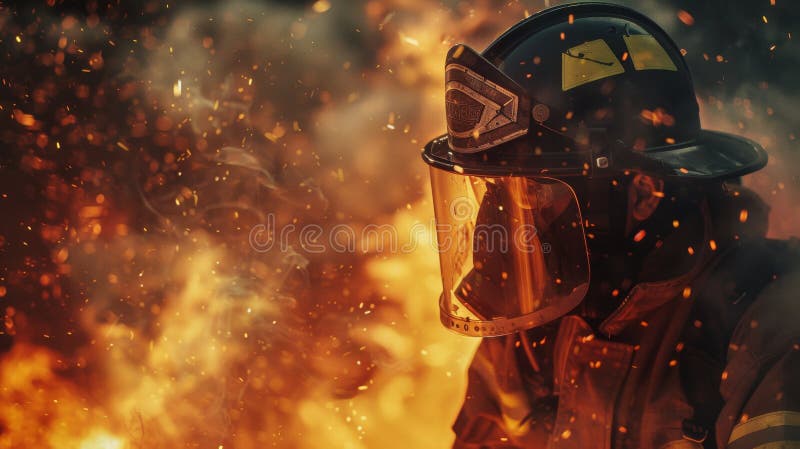 Firefighter with Vibrant Flames and a Team in Action Heroism in the ...