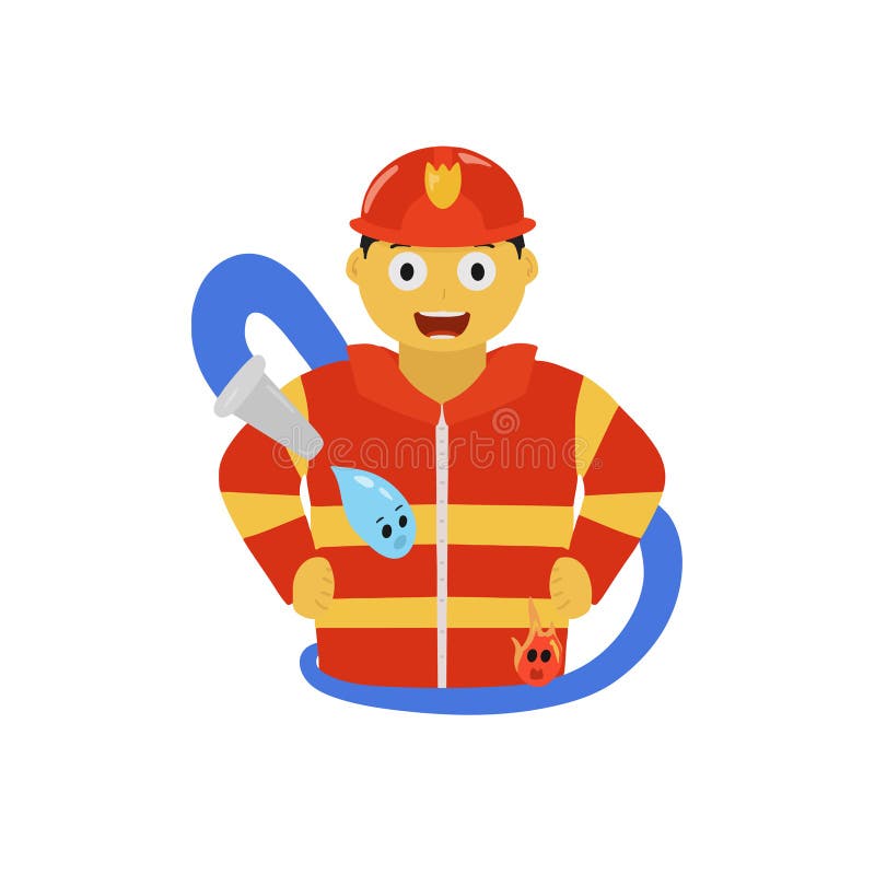 A Firefighter with Water and Fire. Character Vector Stock Vector ...