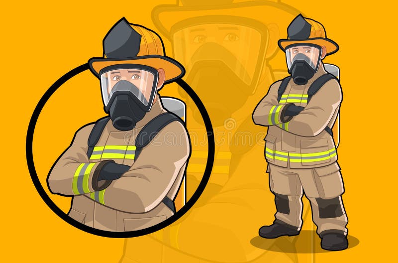Firefighter Wearing Gas Mask Stock Illustration - Illustration of ...