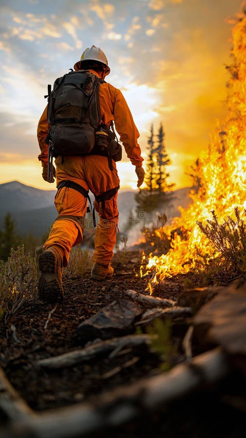 Firefighter and Wildfire Safety Training Stock Illustration ...