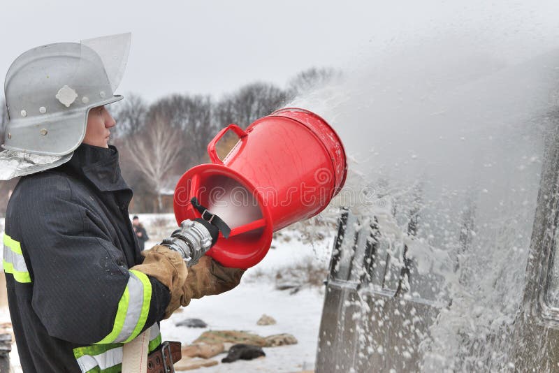 Firefighter at work editorial stock photo. Image of fire - 61257793