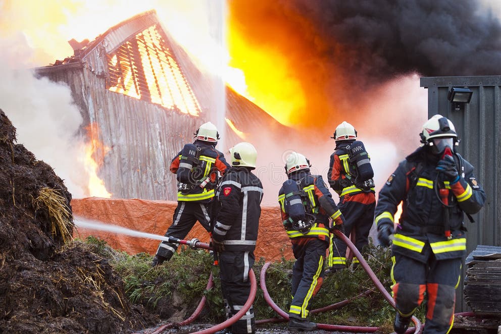 Firefighters in action stock image. Image of firefighter - 19572393