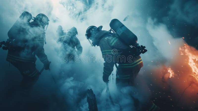 Firefighters in Action.Bravery in Action Stock Illustration ...