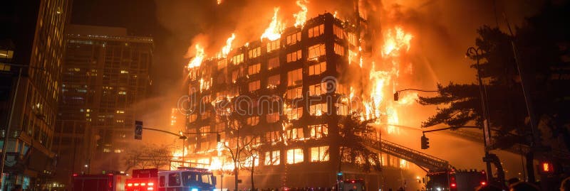 Firefighters are Actively Combating a Large Fire Engulfing a Multi ...