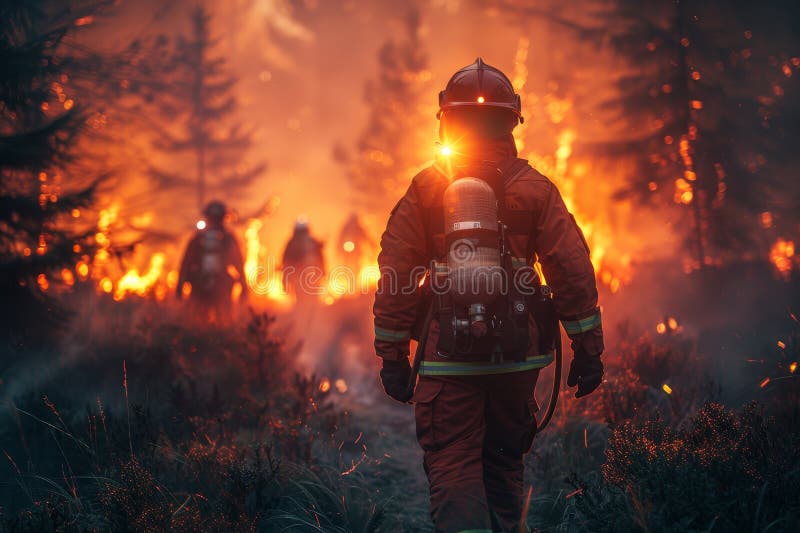 Firefighters Battle Wildfire in Forest, Extinguishing Dramatic ...