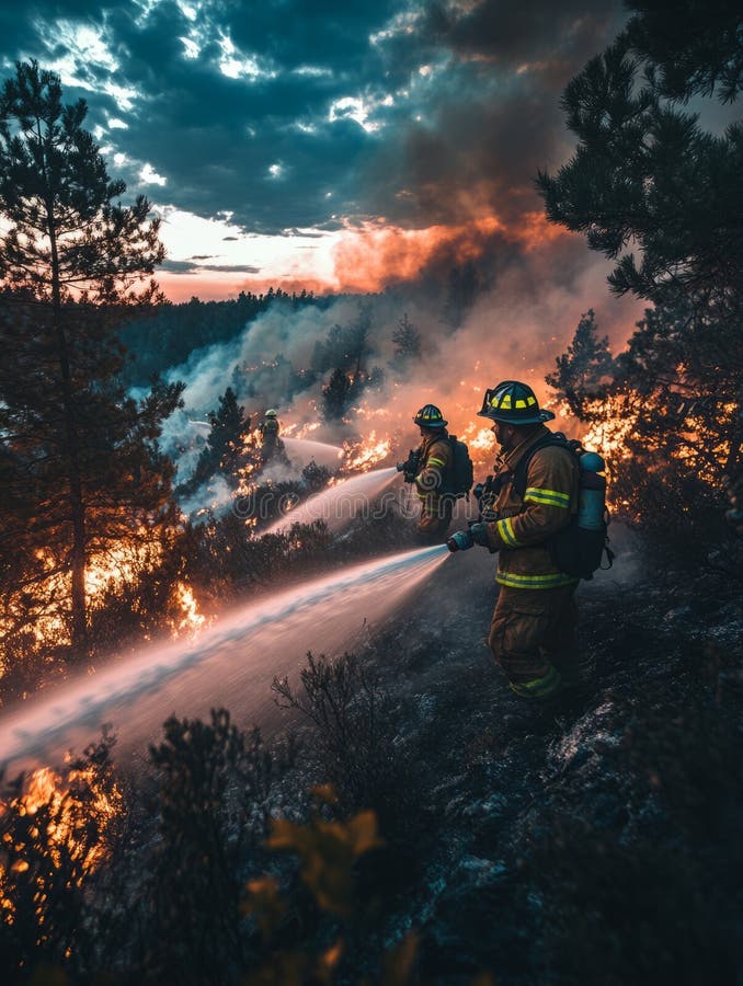 Firefighters Battling a Forest Fire Stock Image - Image of suppression ...