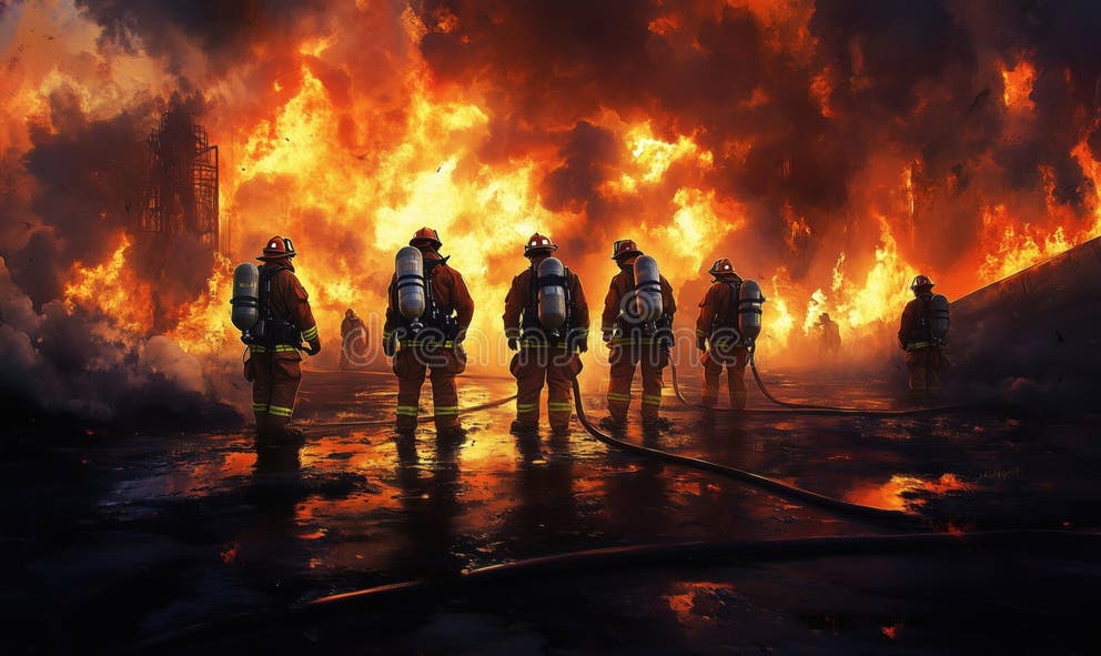 Firefighters Battling Massive Blaze in Dramatic Scene of Courage and ...