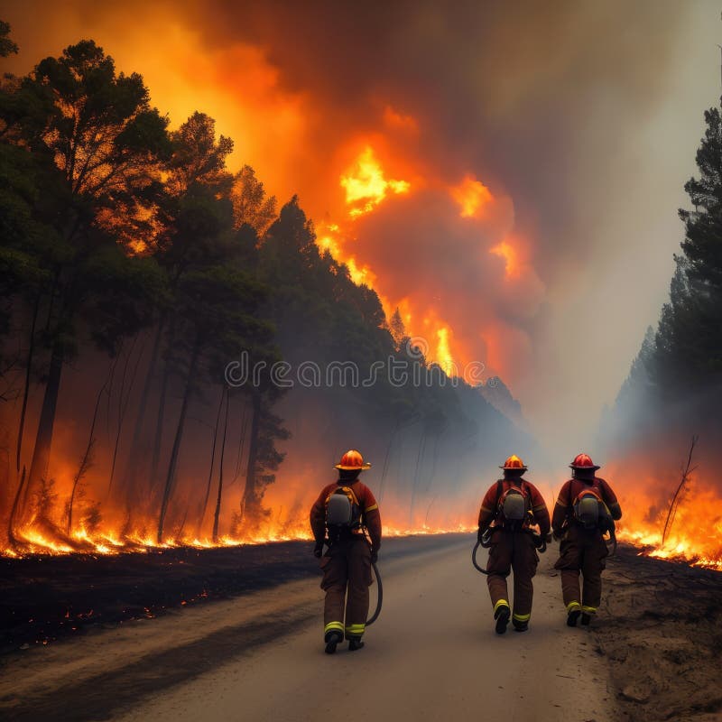 Firefighters Bravely Battle Intense Forest Fire Emergency Response ...