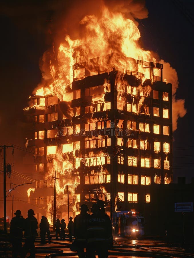Firefighters Combat a Fierce Blaze at a Multi-story Building ...