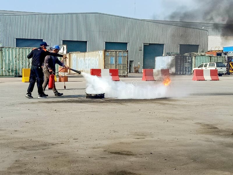 Firefighters Come To Teach and Practice Fire Fighting Editorial ...